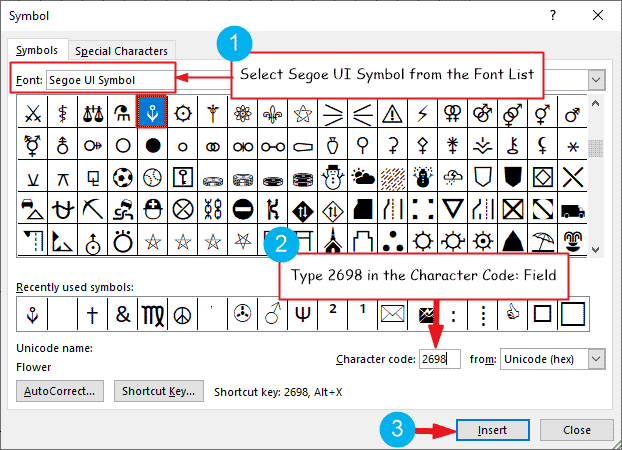 How To Type Flower Symbol Text In Word Using The Keyboard How To